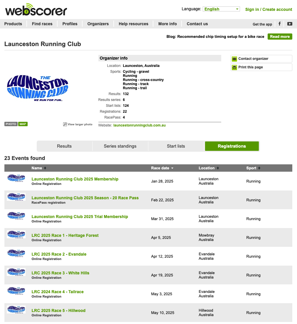 Registration - Launceston Running Club